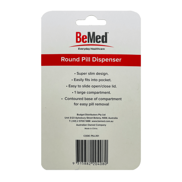 BeMed Round Pill Dispenser | Specialist Clinic Pharmacy